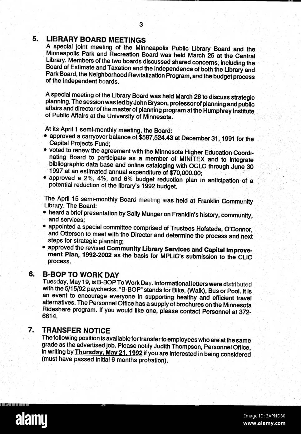 The 1992 Minneapolis Public Library Official Bulletin provides weekly ...