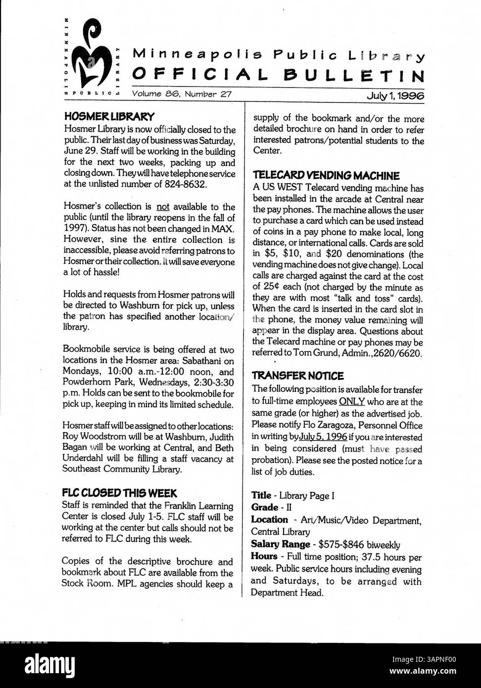 This edition of the Minneapolis Public Library Official Bulletin from ...