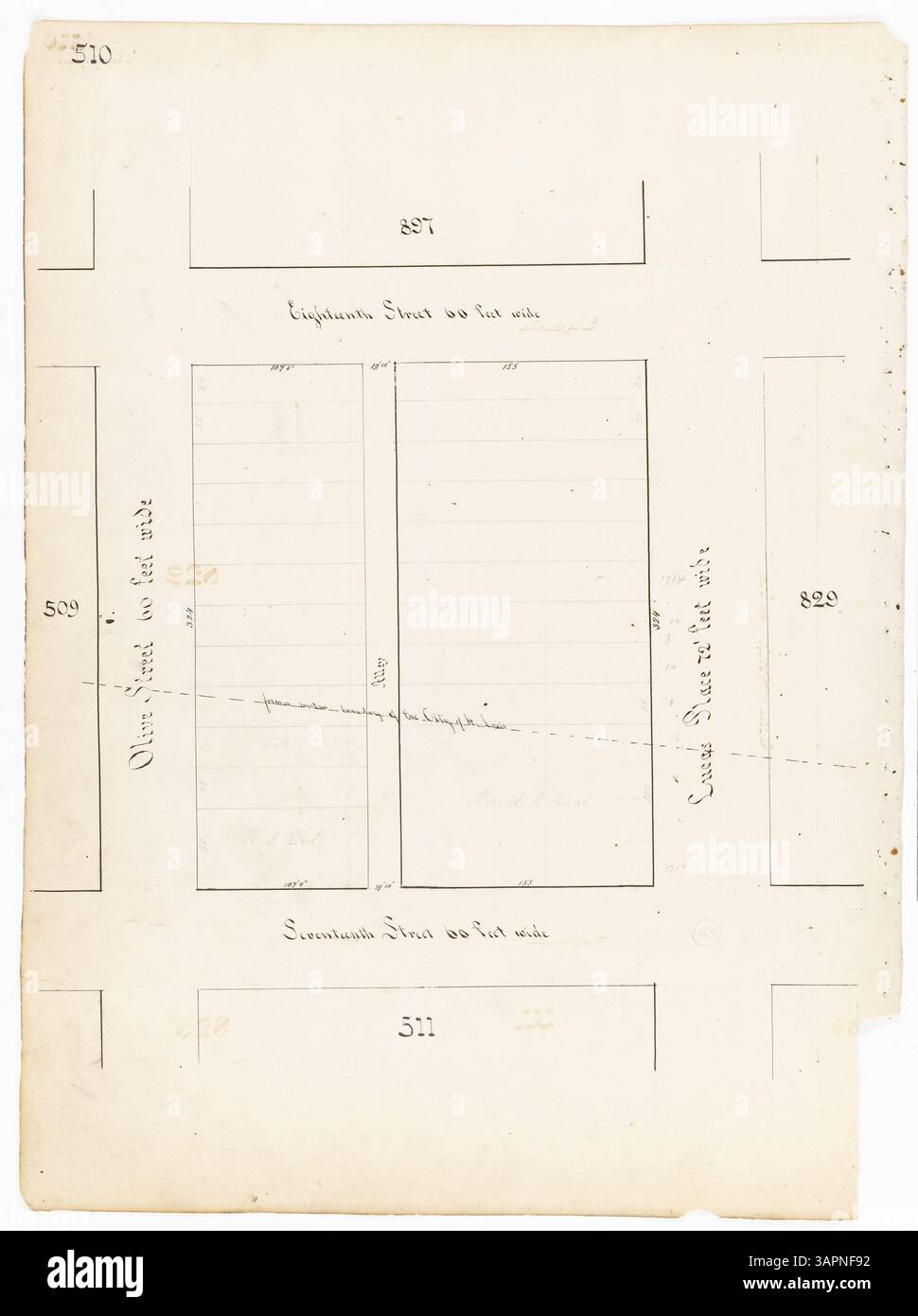 Survey map for St. Louis, covering blocks 489-492 and 505-656. The map ...