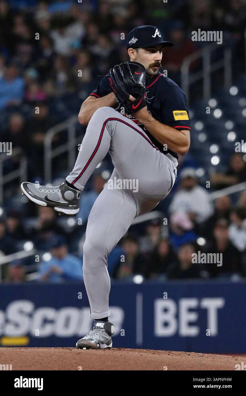 Atlanta Braves starting pitcher Spencer Strider (99) throws to a ...