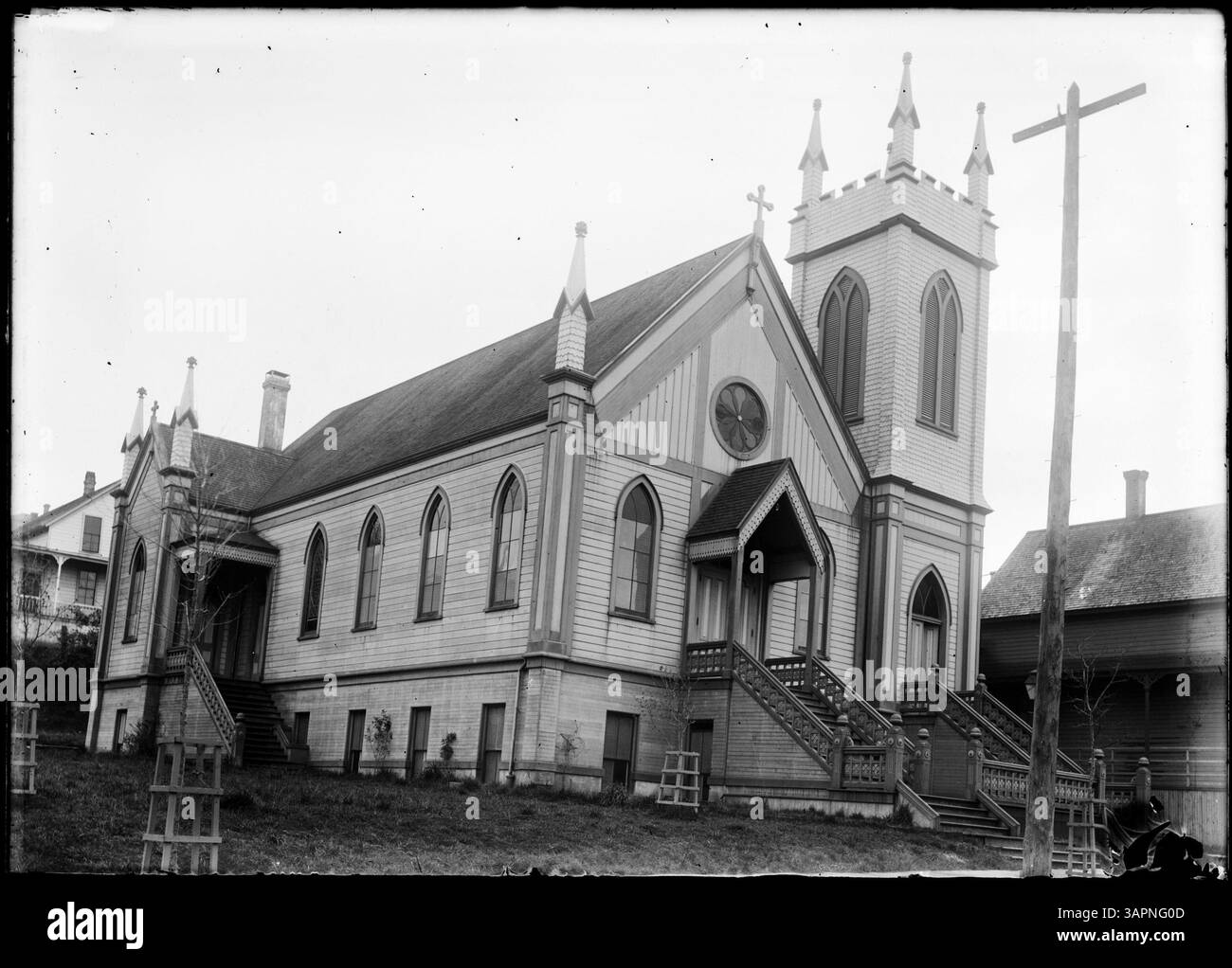 Photograph by Lee Moorhouse showing an unidentified church building ...