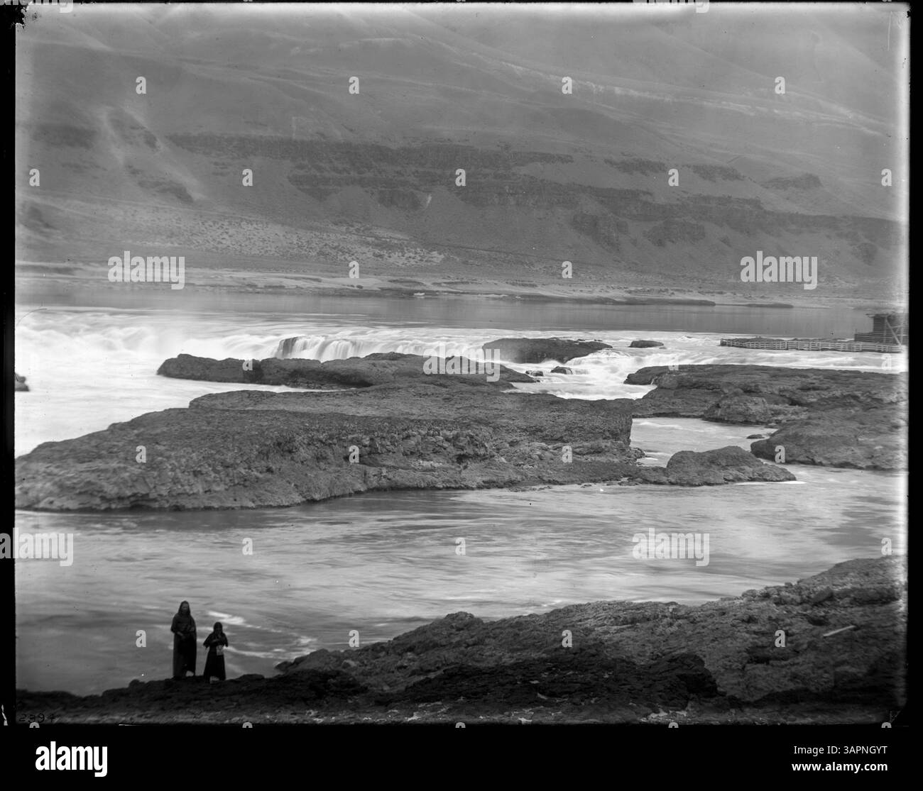 This image shows tribal fishing grounds at Celilo, capturing a ...