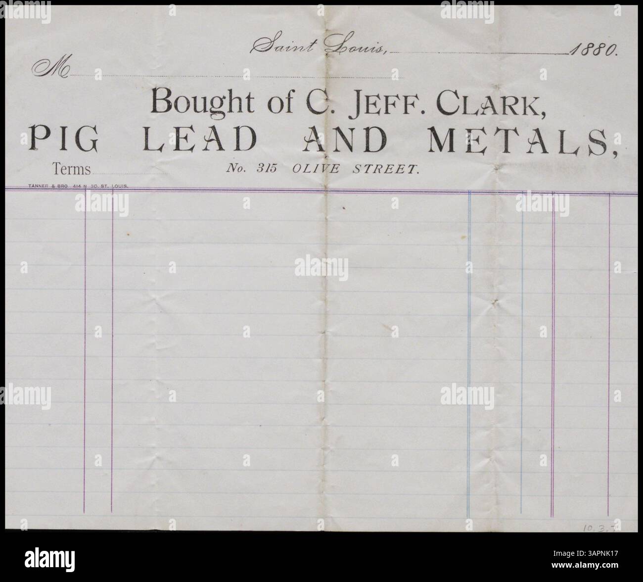 This blank ledger fragment from C. Jeff Clark's Pig Lead and Metals ...
