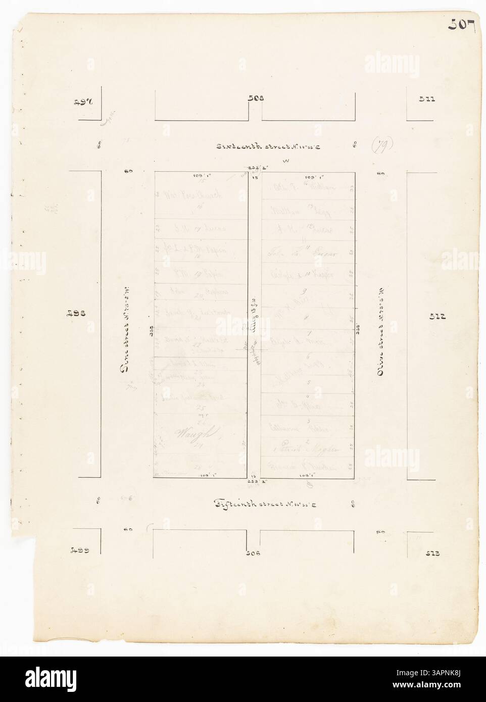 Survey map of blocks in the City of St. Louis, including blocks 489-492 ...