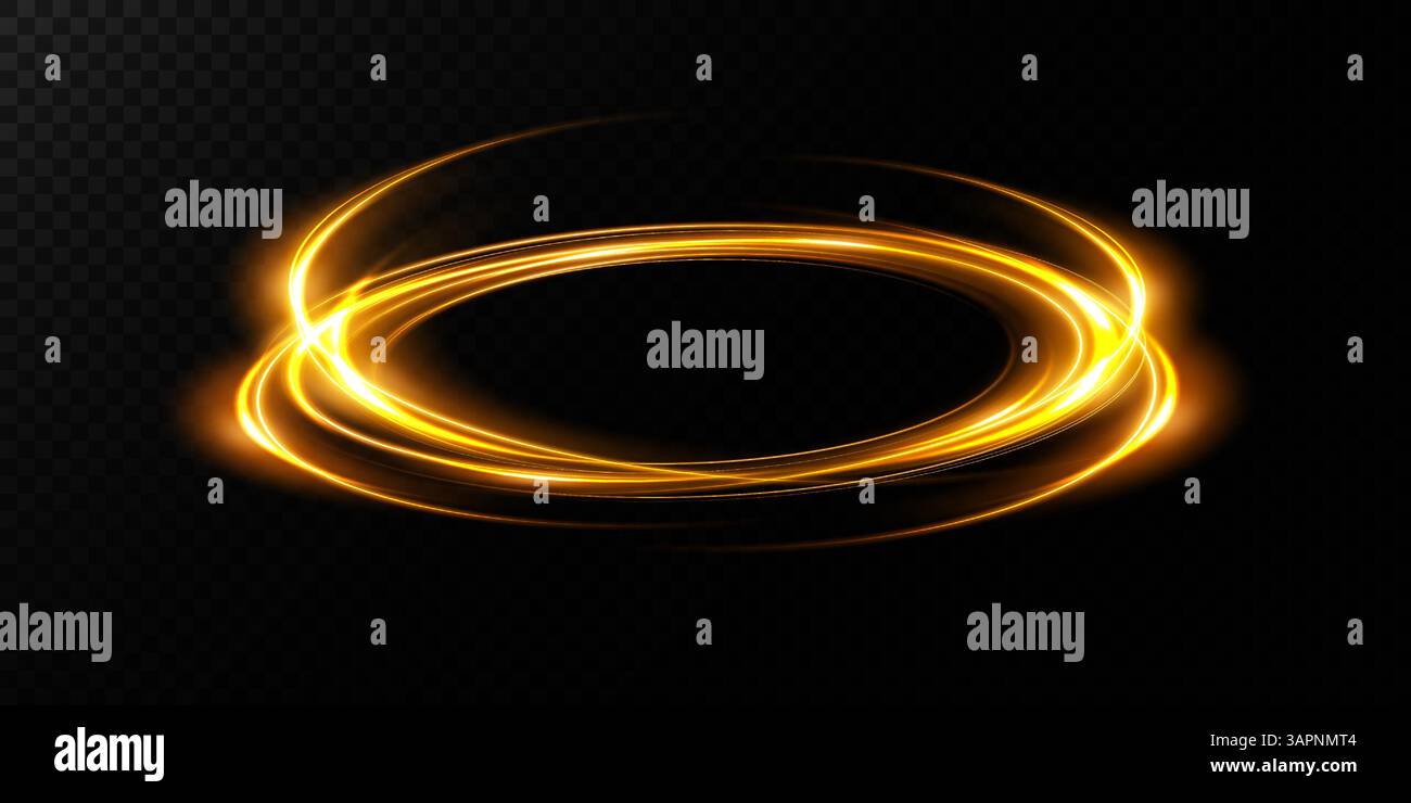 A Stunning Glowing Golden Circular Light Effect Set Against a Deep ...