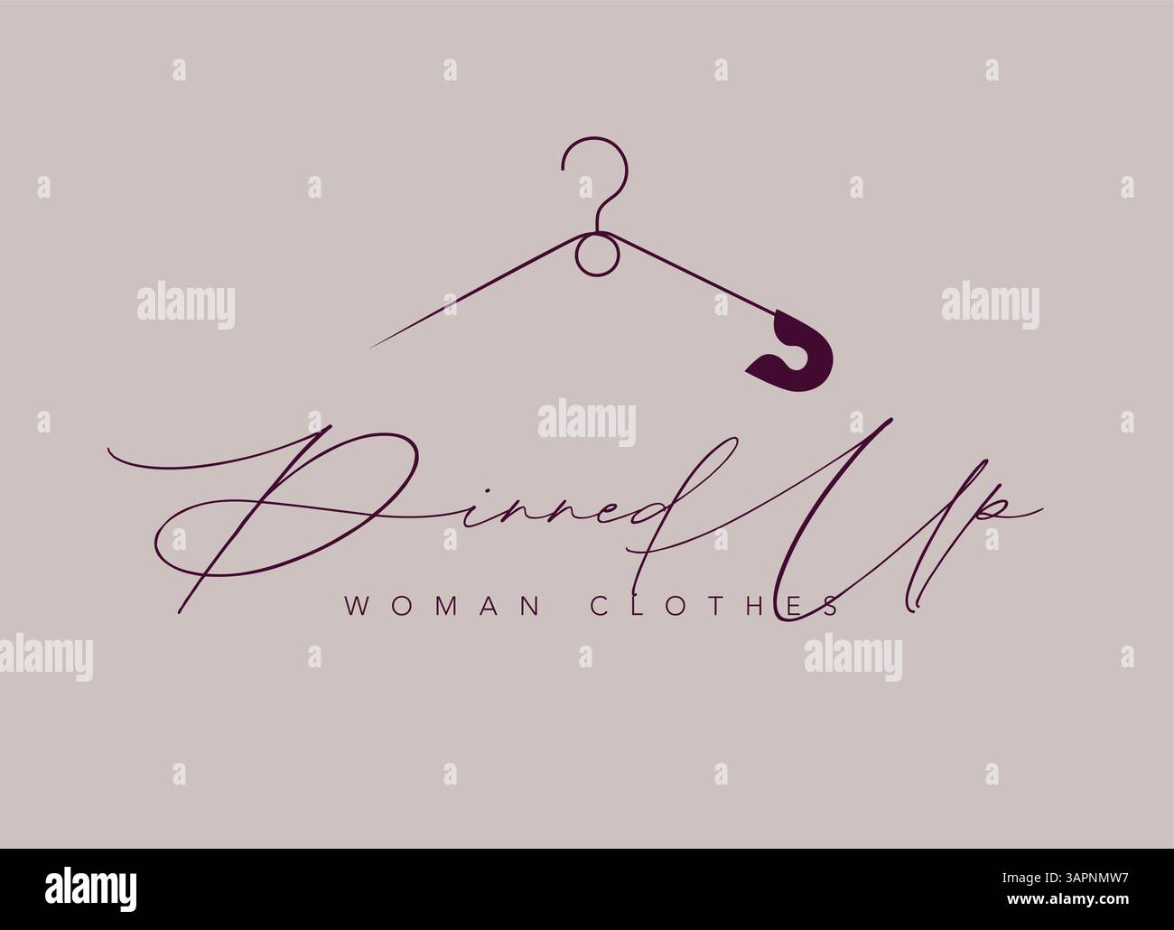 Safety pin hanger woman clothes label drawing in minimalist art line ...