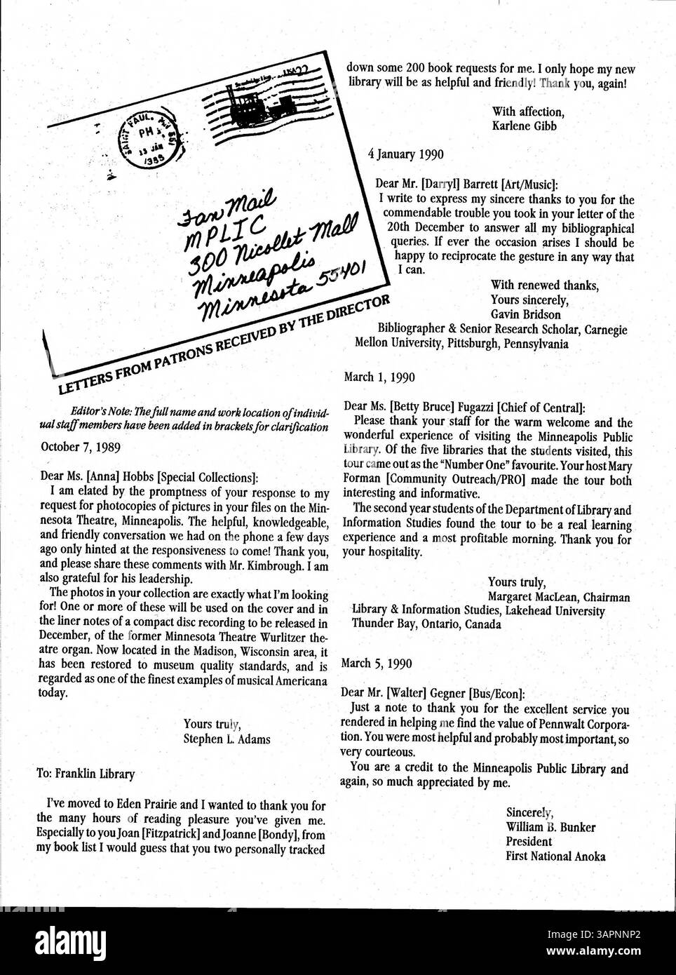 The Minneapolis Public Library Official Bulletin for 1990 provides ...