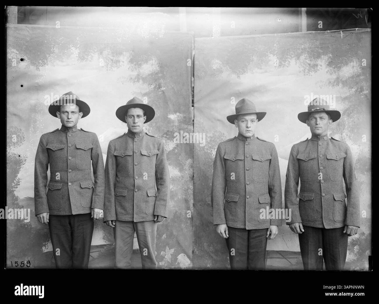 A photograph of soldiers from Troop D, Cavalry. The soldiers are ...