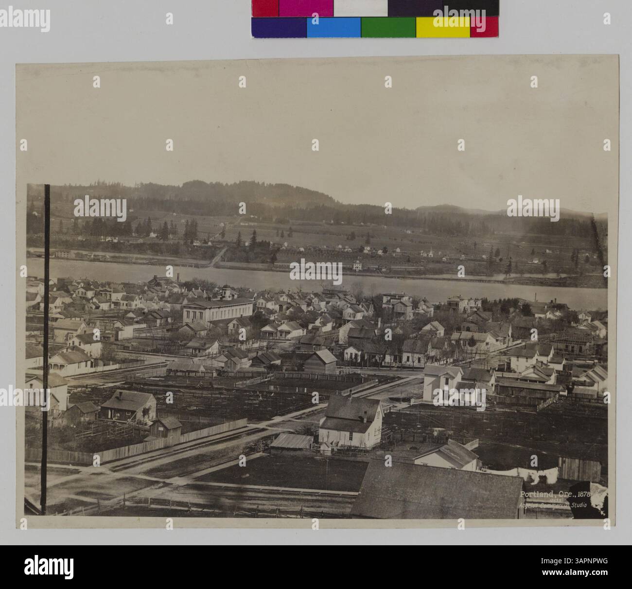 Photograph of Old Portland, 1878, showing a view of 10th and College ...