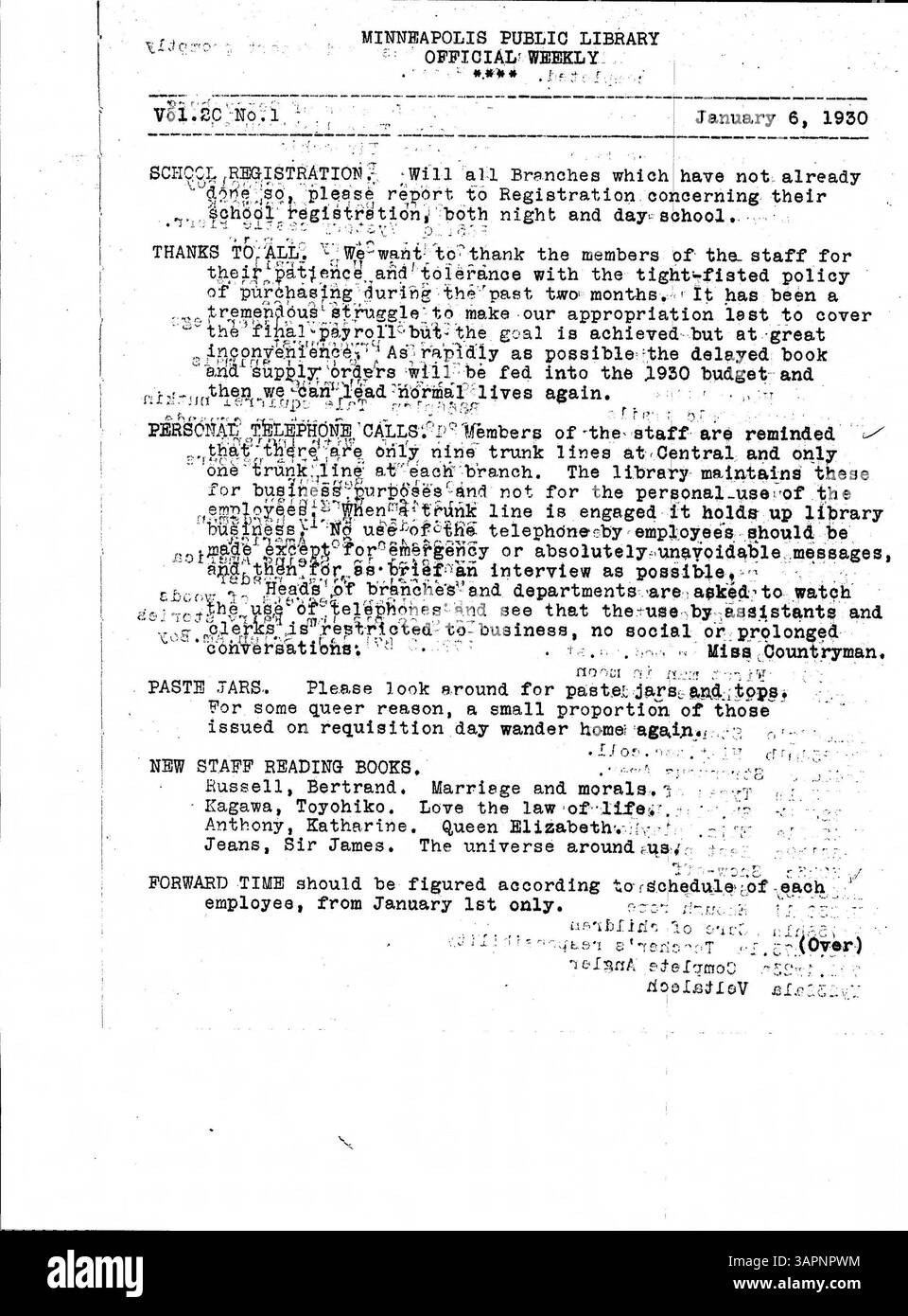 The Minneapolis Public Library Official Bulletin from 1930 contains ...