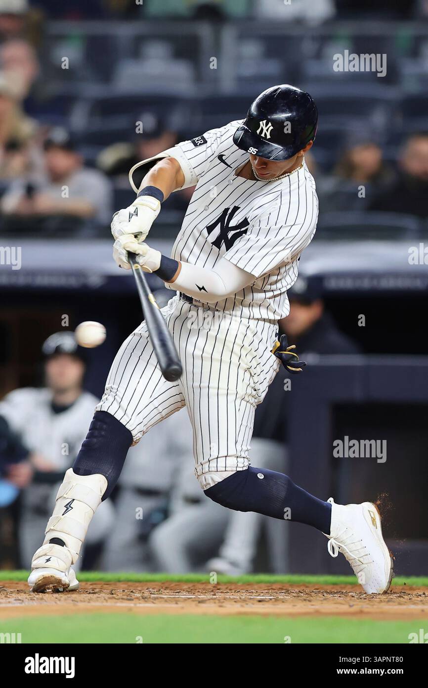 BRONX, NY - APRIL 14: Oswaldo Cabrera #95 of the New York Yankees at bat during the game against ...