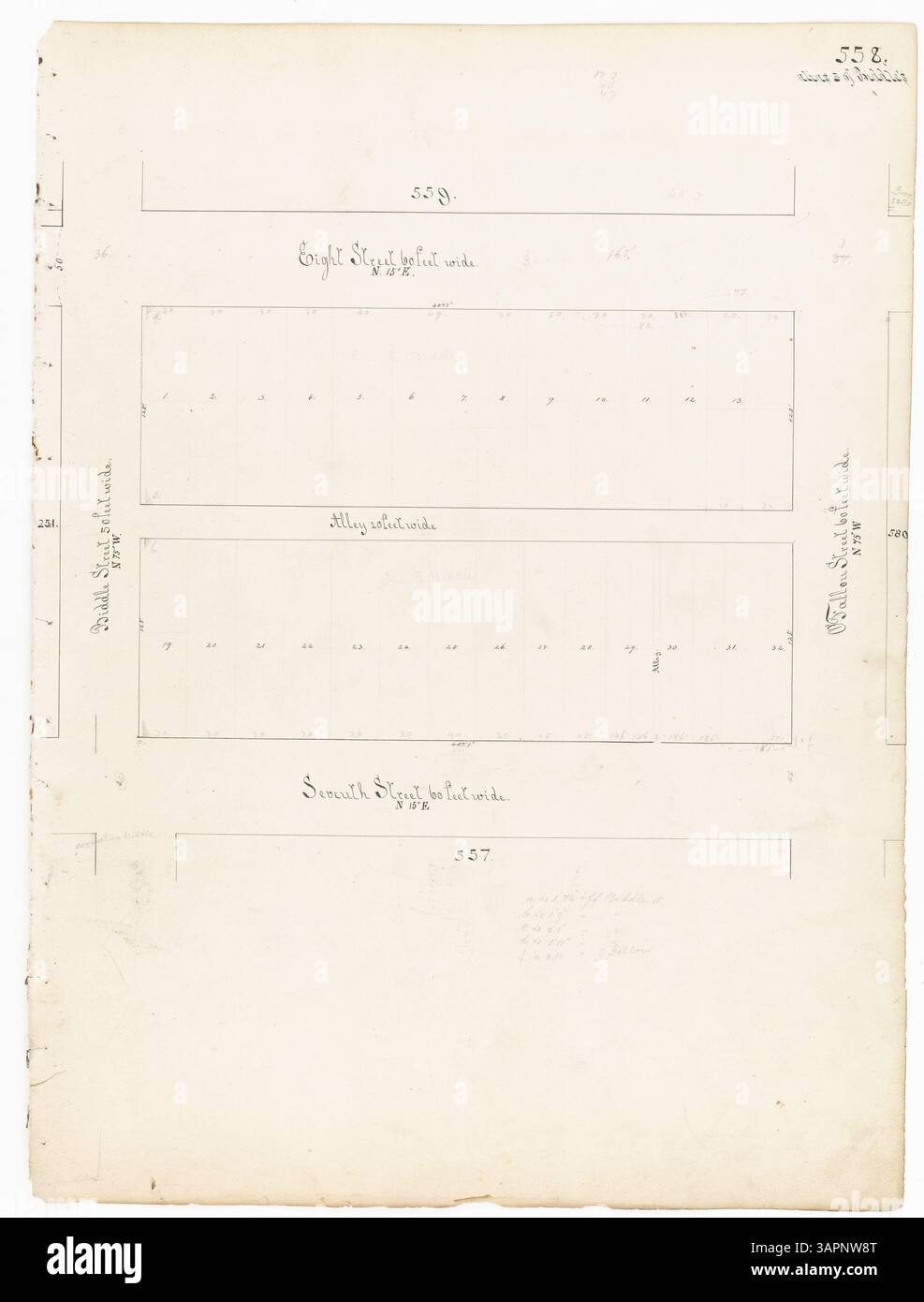 A survey map depicting blocks 489-492 and 505-656 in St. Louis, with ...