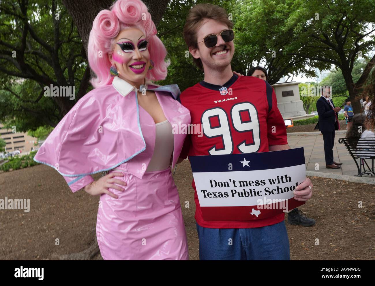 Drag queen Brigitte Bandit, l, poses with Maxwell Zaborowski at the ...
