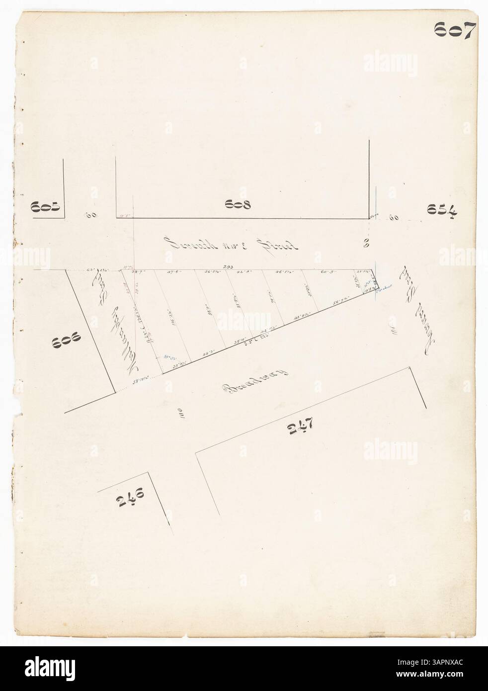 This historical survey from 1853 outlines Block 607 in the City of St ...