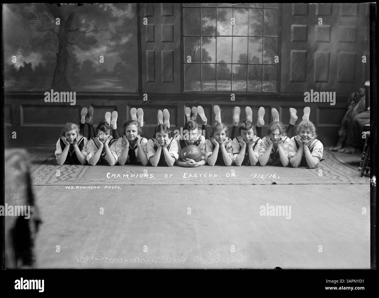 This photograph by Lee Moorhouse shows the Pendleton High School girls ...