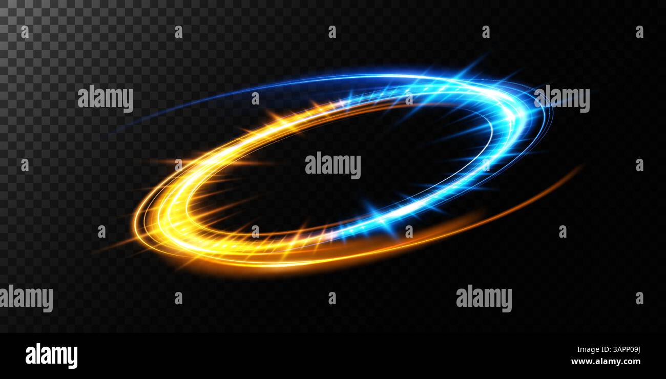 Stylized Blue and Orange Energy Ring Rendered Against a Transparent ...