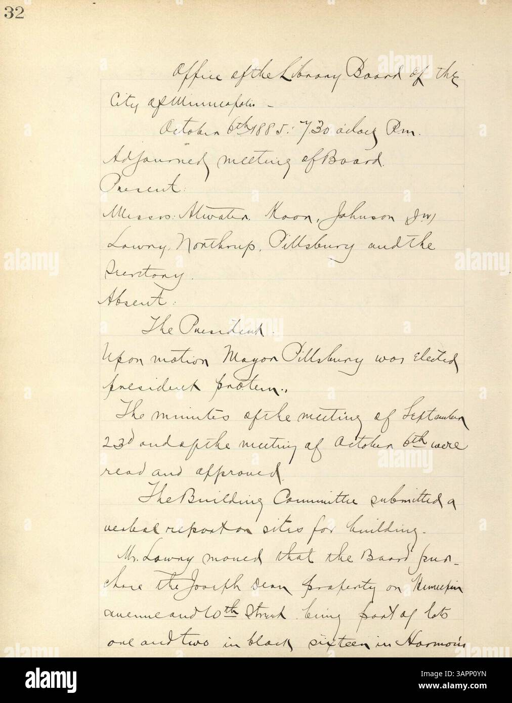 The 1885 minutes from the Minneapolis Public Library Board of Directors ...