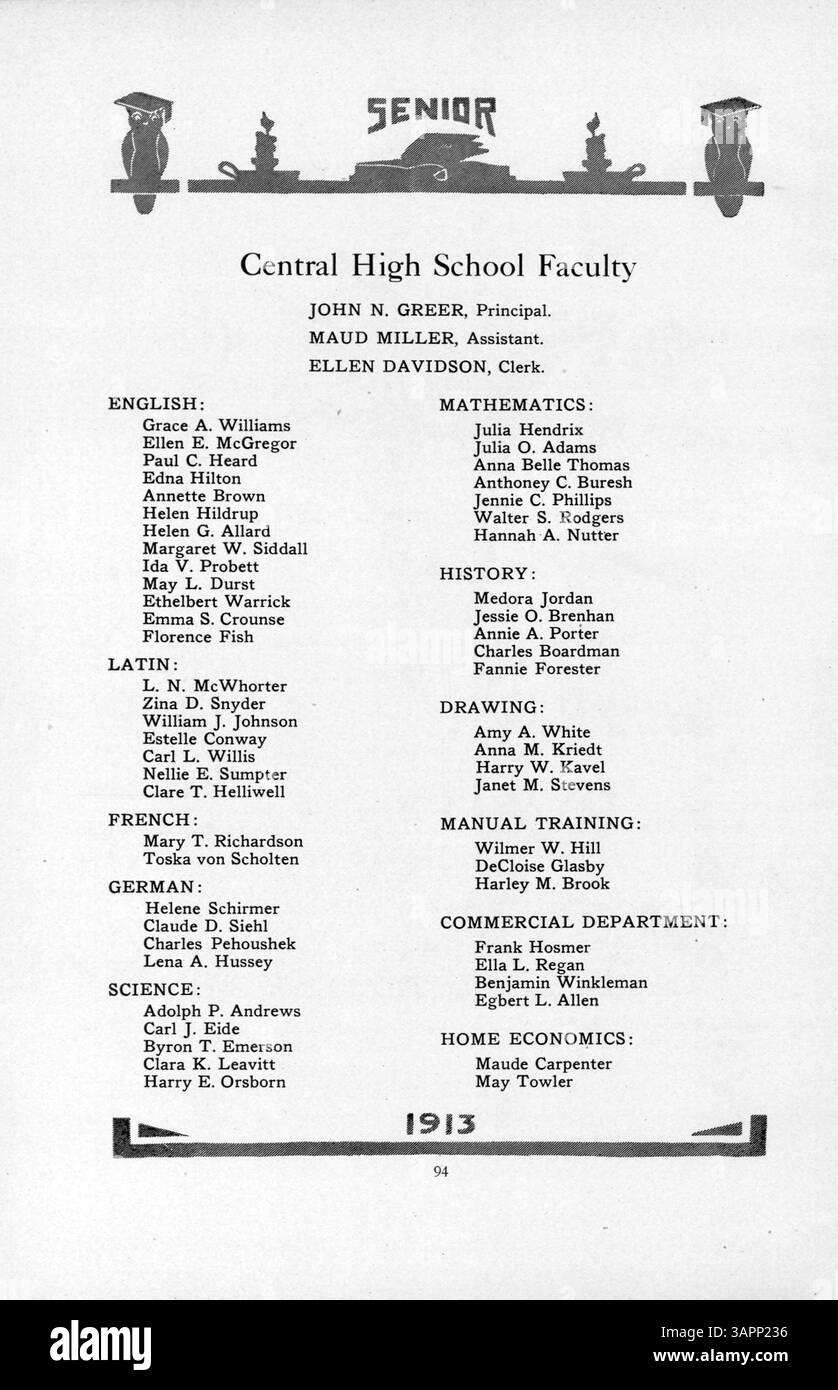 This 1913 yearbook from Central High School documents the experiences ...