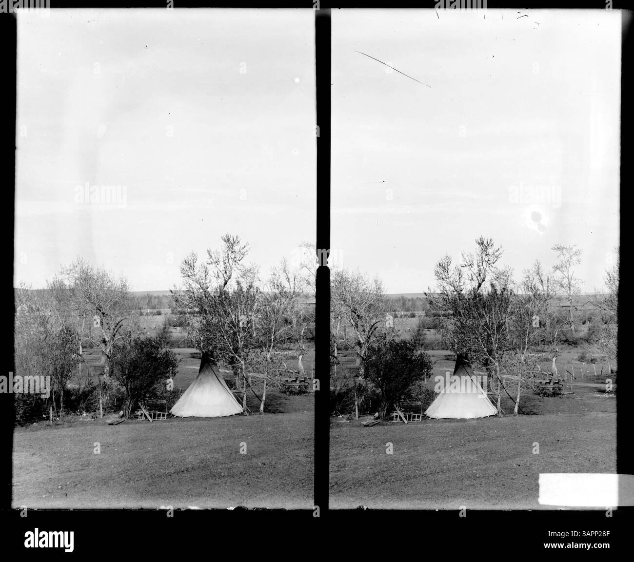 View of a tipi in a landscape captured by Lee Moorhouse in stereo Stock ...