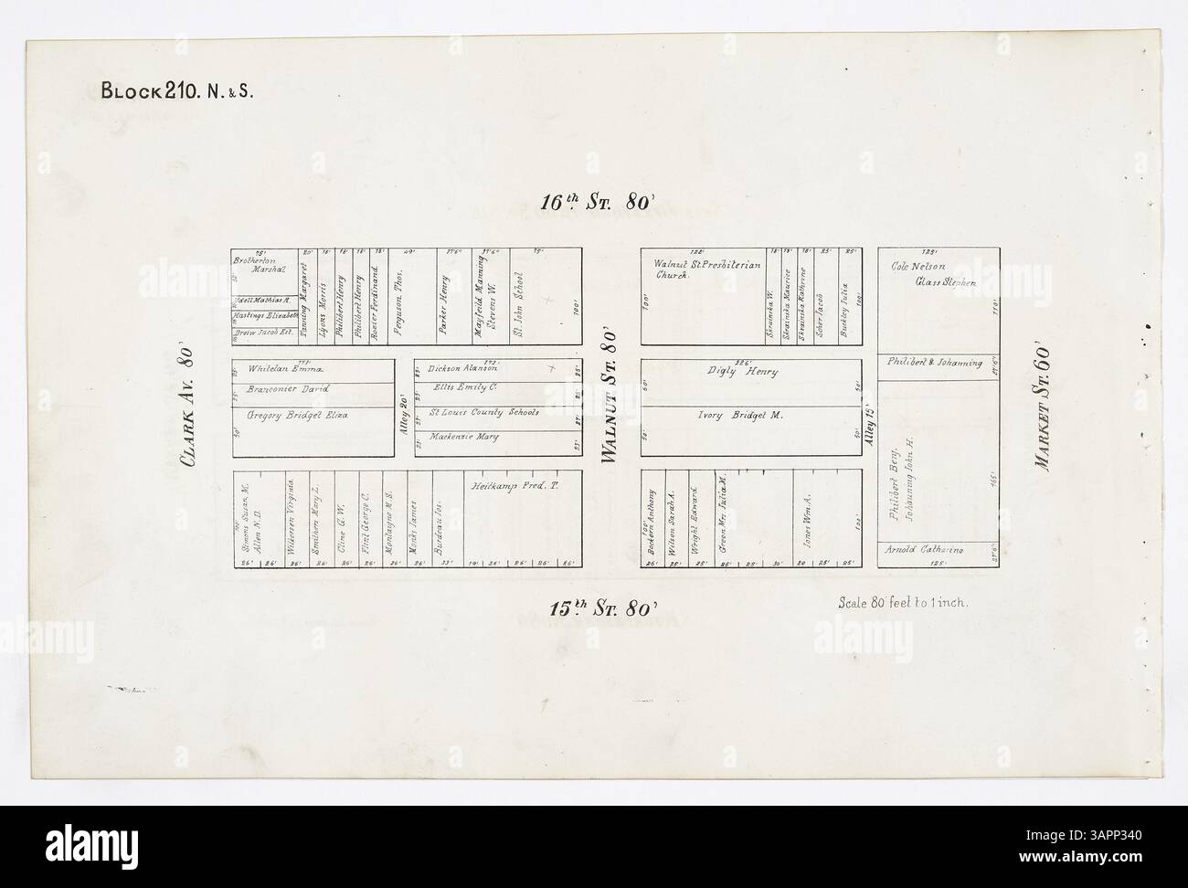 The first volume of the Block Book of St. Louis, detailing early land ownership and property ...