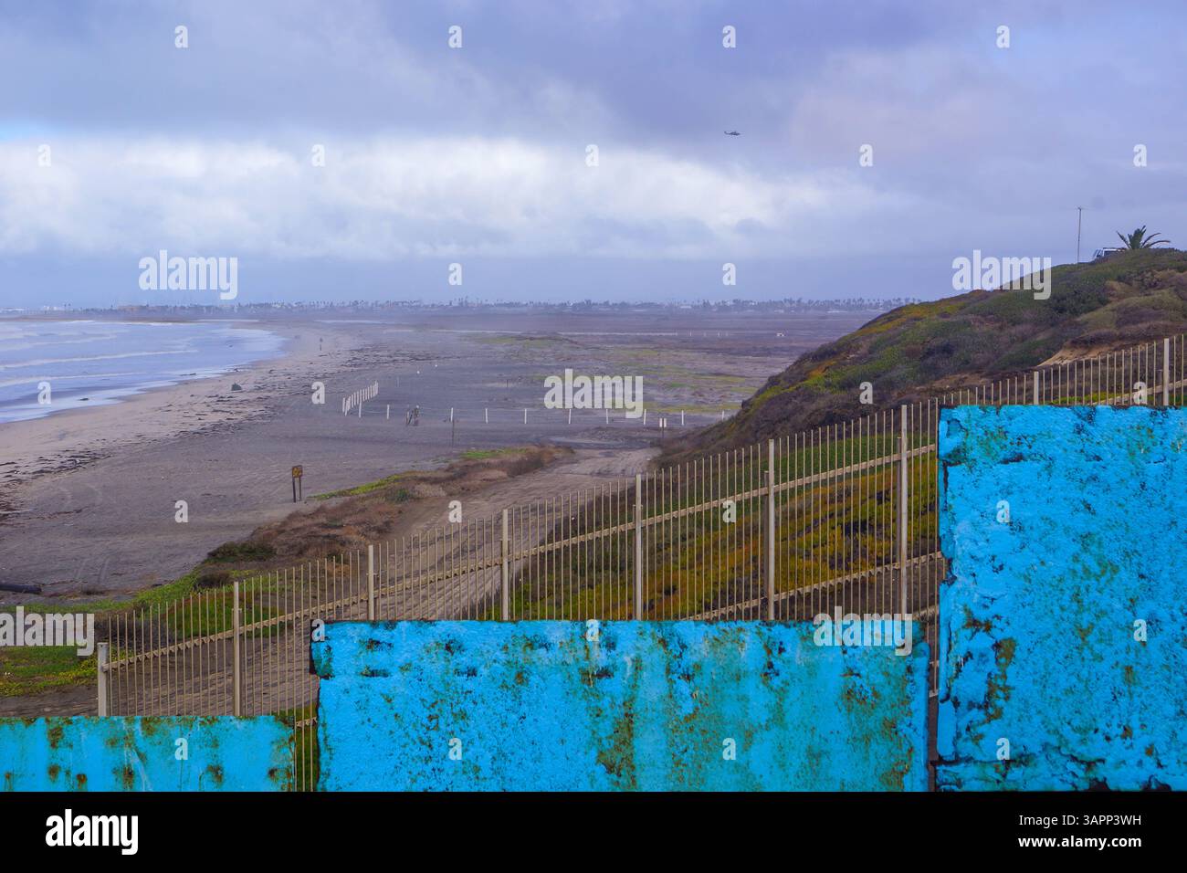 The "Trump wall," or US-Mexico border wall, traverses Tijuana's Pacific ...