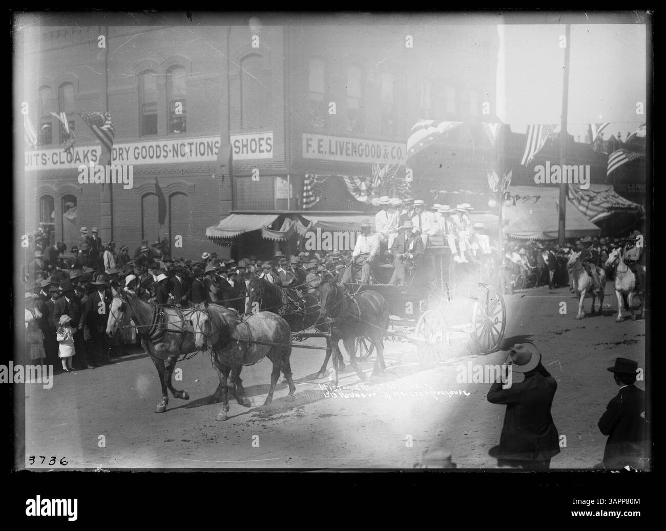 Photograph of a historic stagecoach in a roundup parade, part of Lee ...