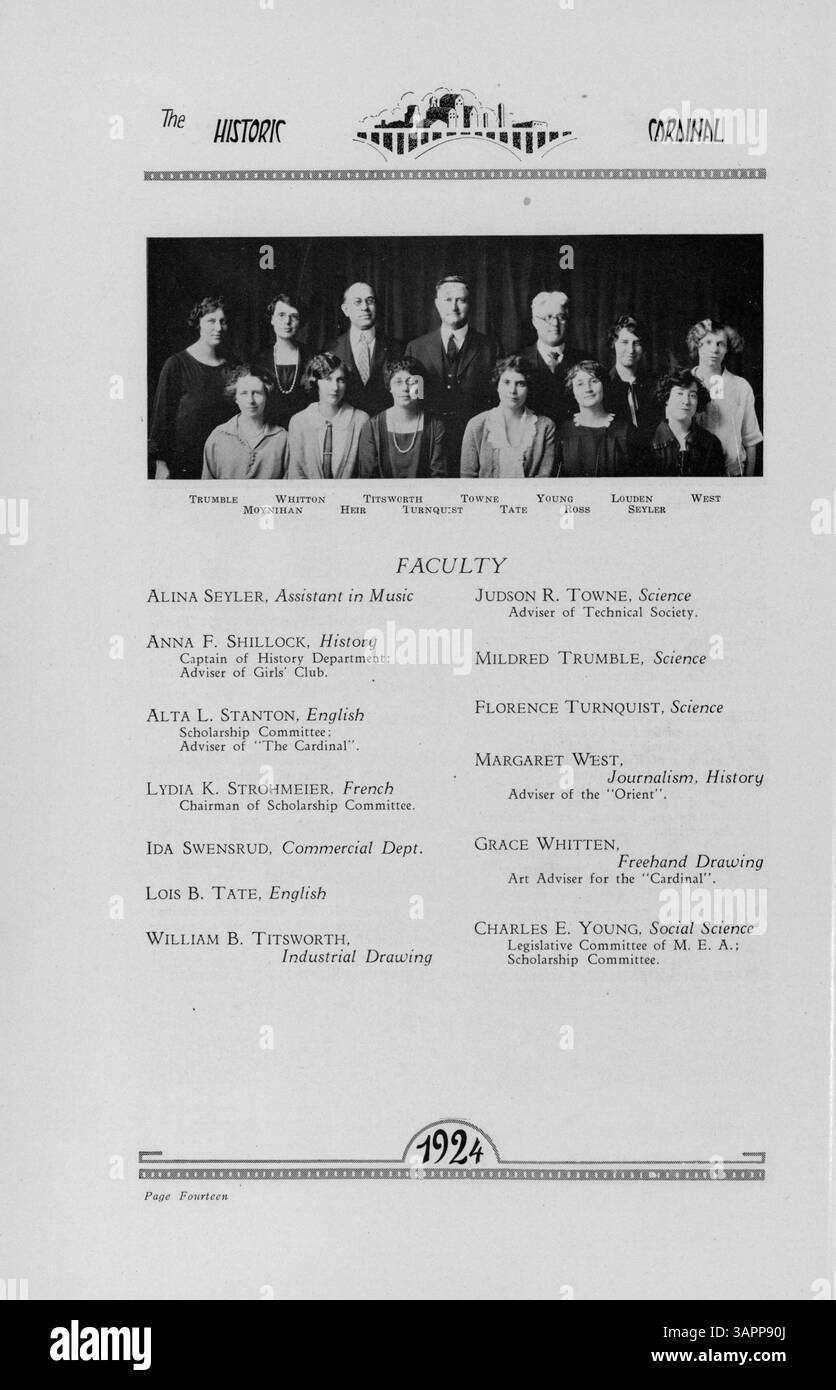 The 1924 edition of East High School's Cardinal yearbook includes ...