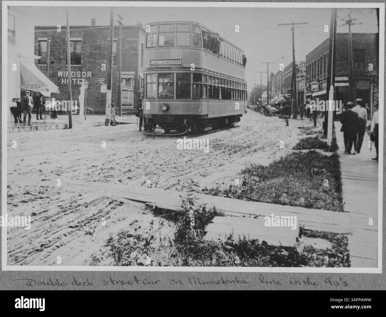 A double-deck streetcar operating on the Minnetonka Line, a historic ...