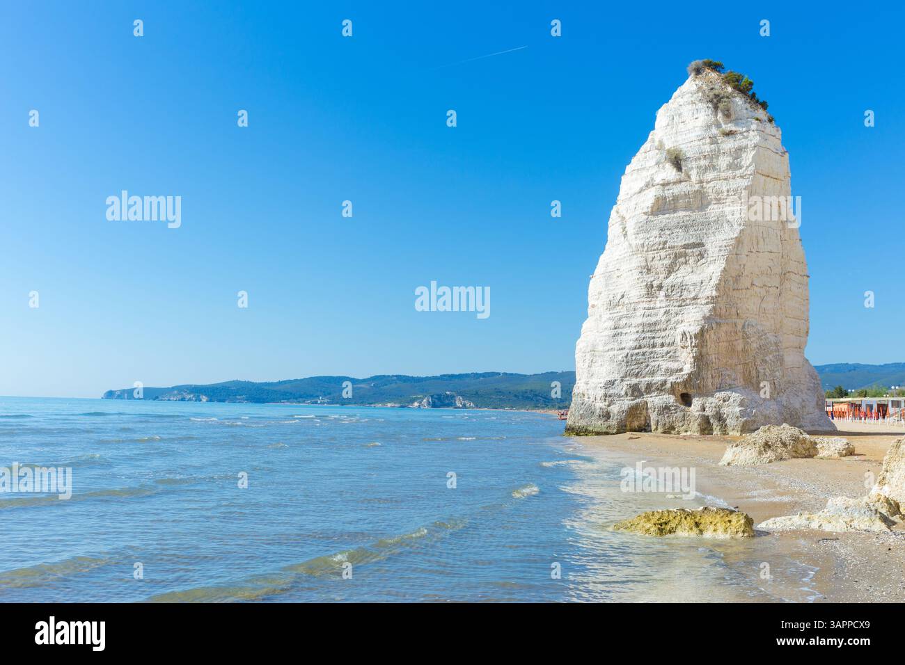 Beach of Pizzomunno rock, in Vieste, Gargano coast, Apulia, South of ...