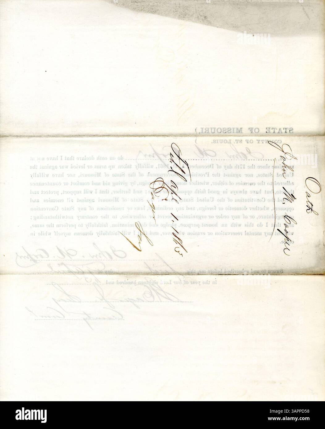 Loyalty oath sworn by John M. Cooper of St. Louis County, Missouri ...