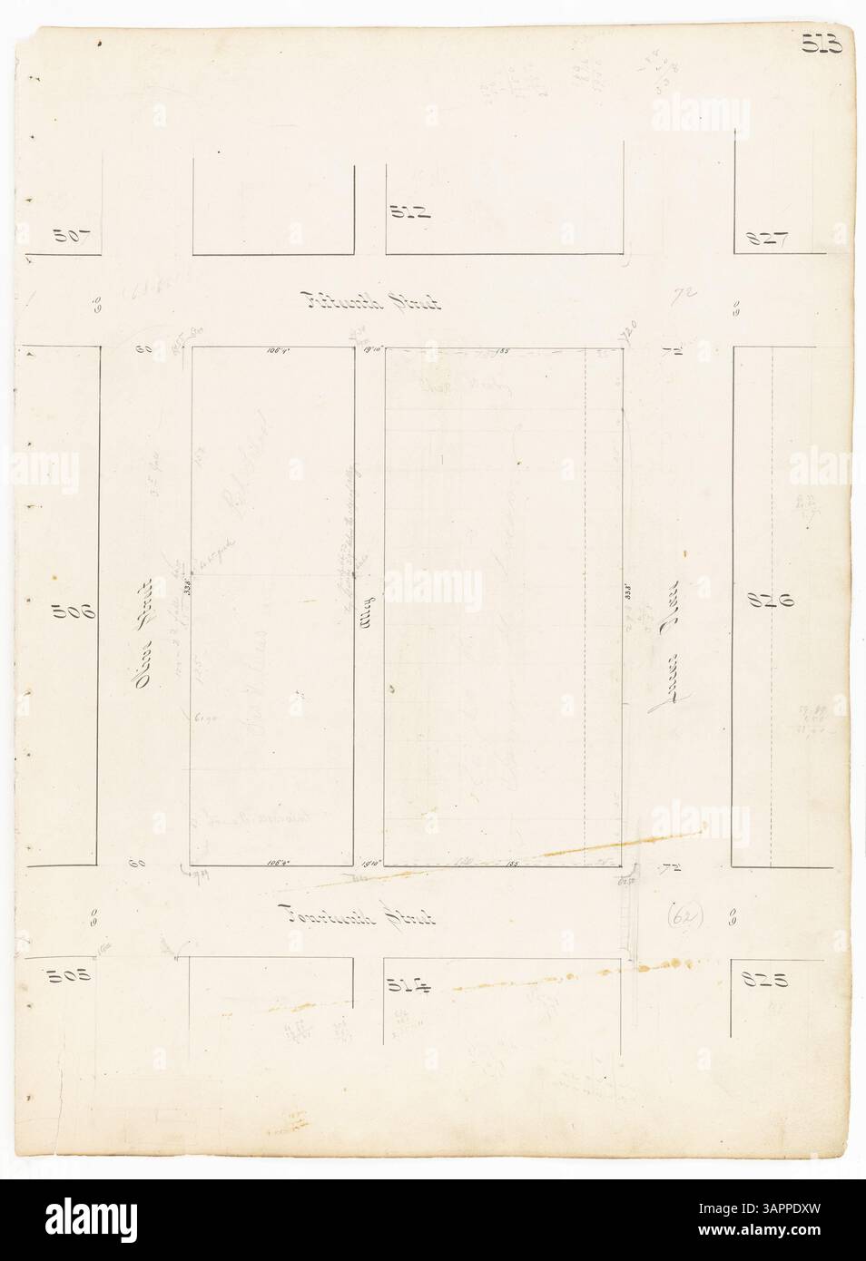 Survey of St. Louis city blocks 489-492 and 505-656, illustrated with ...