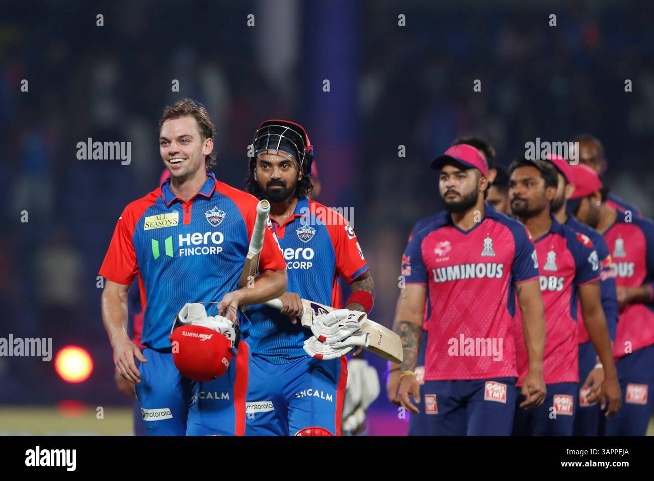 DELHI, INDIA - APRIL 16: Tristan Stubbs of Delhi Capitals (L) and and KL Rahul of Delhi Capitals ...