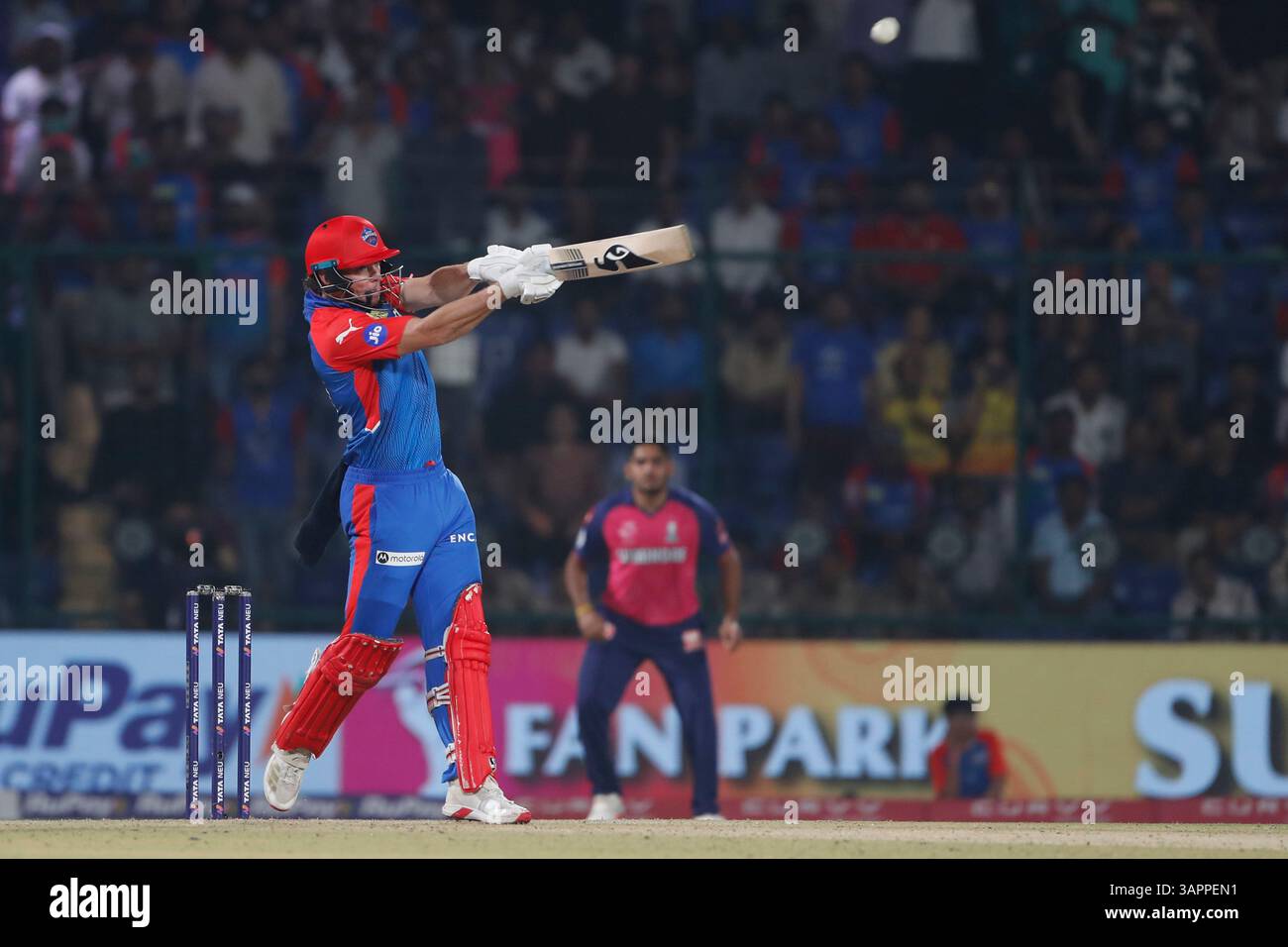 DELHI, INDIA - APRIL 16: Tristan Stubbs of Delhi Capitals play a shots in super over during the ...