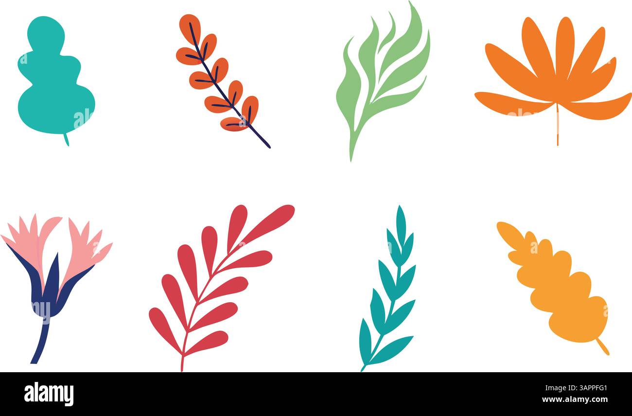 Set plants vector silhouette Cut Out Stock Images & Pictures - Alamy