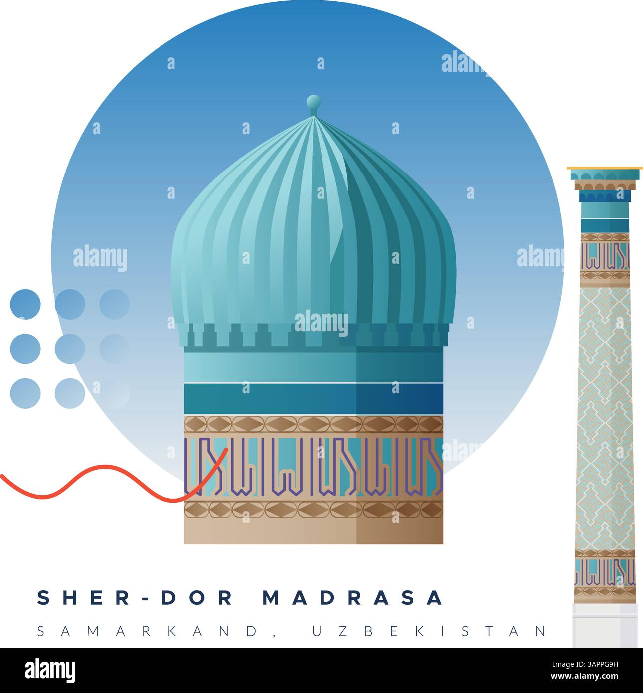 Sher-Dor Madrasah - Registan Square - Samarkand - Stock Illustration as ...