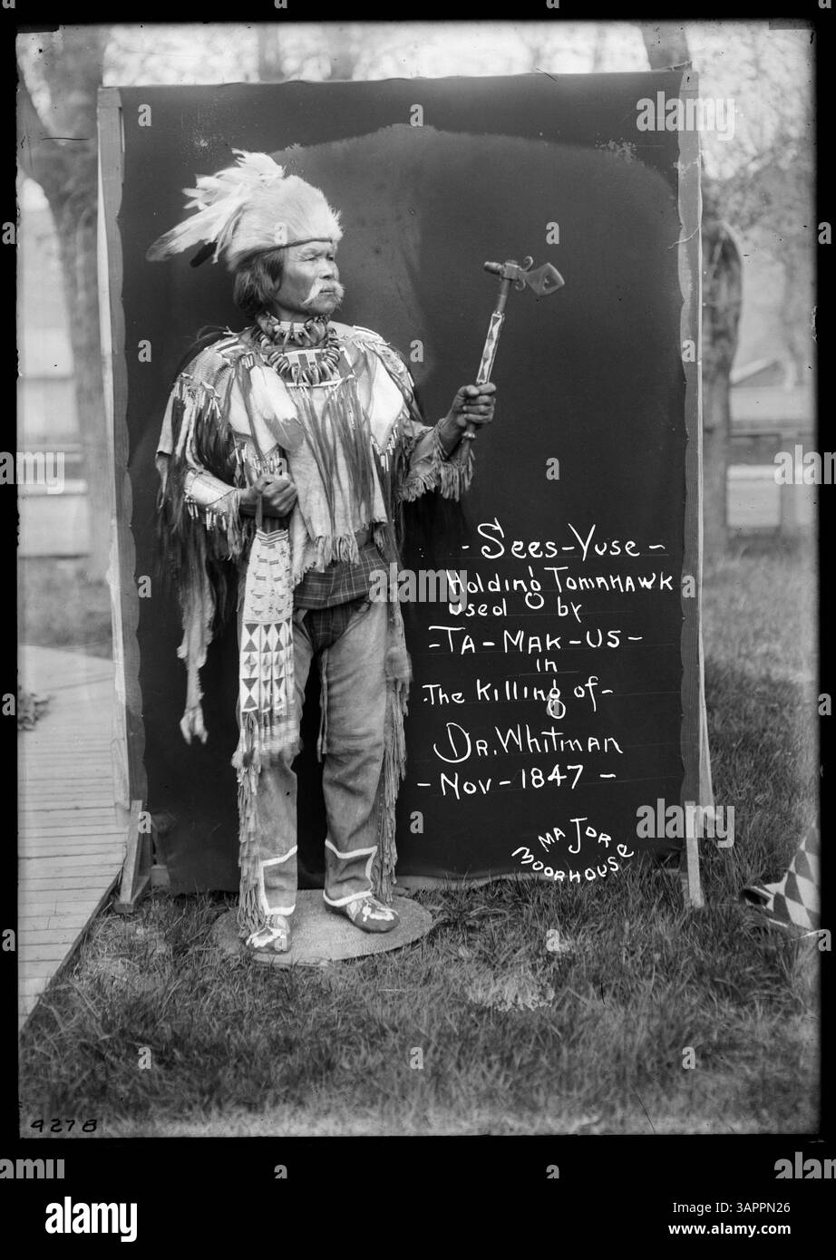 This photograph shows Sees-yuse, a Columbia River Indian, wearing a ...