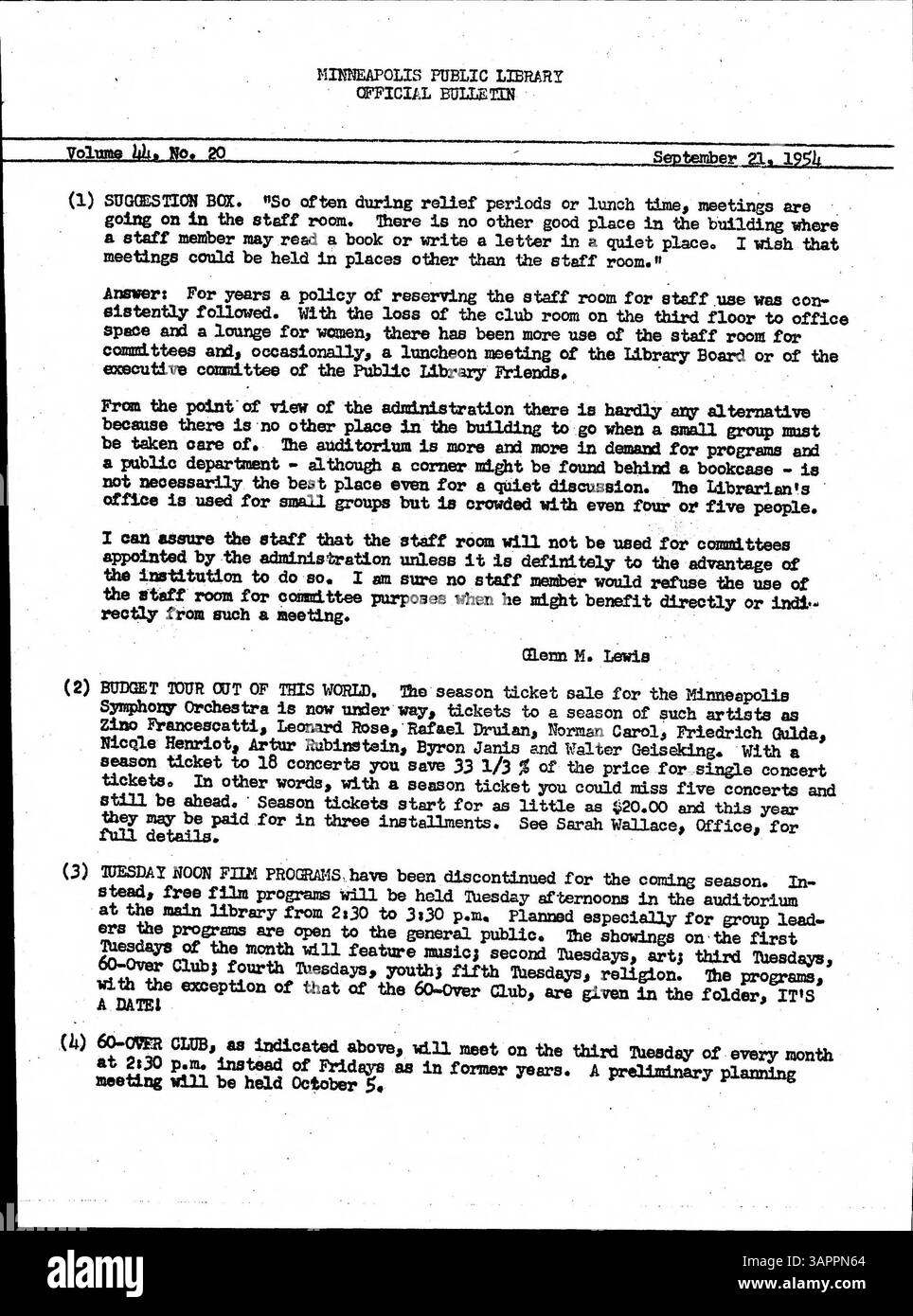 This edition of the 1954 Minneapolis Public Library official bulletin ...