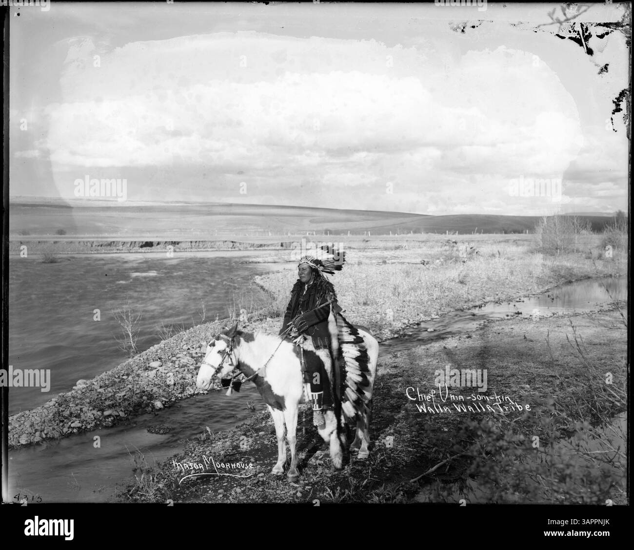 This historical photograph features Chief Uma-som-kin of the Walla ...
