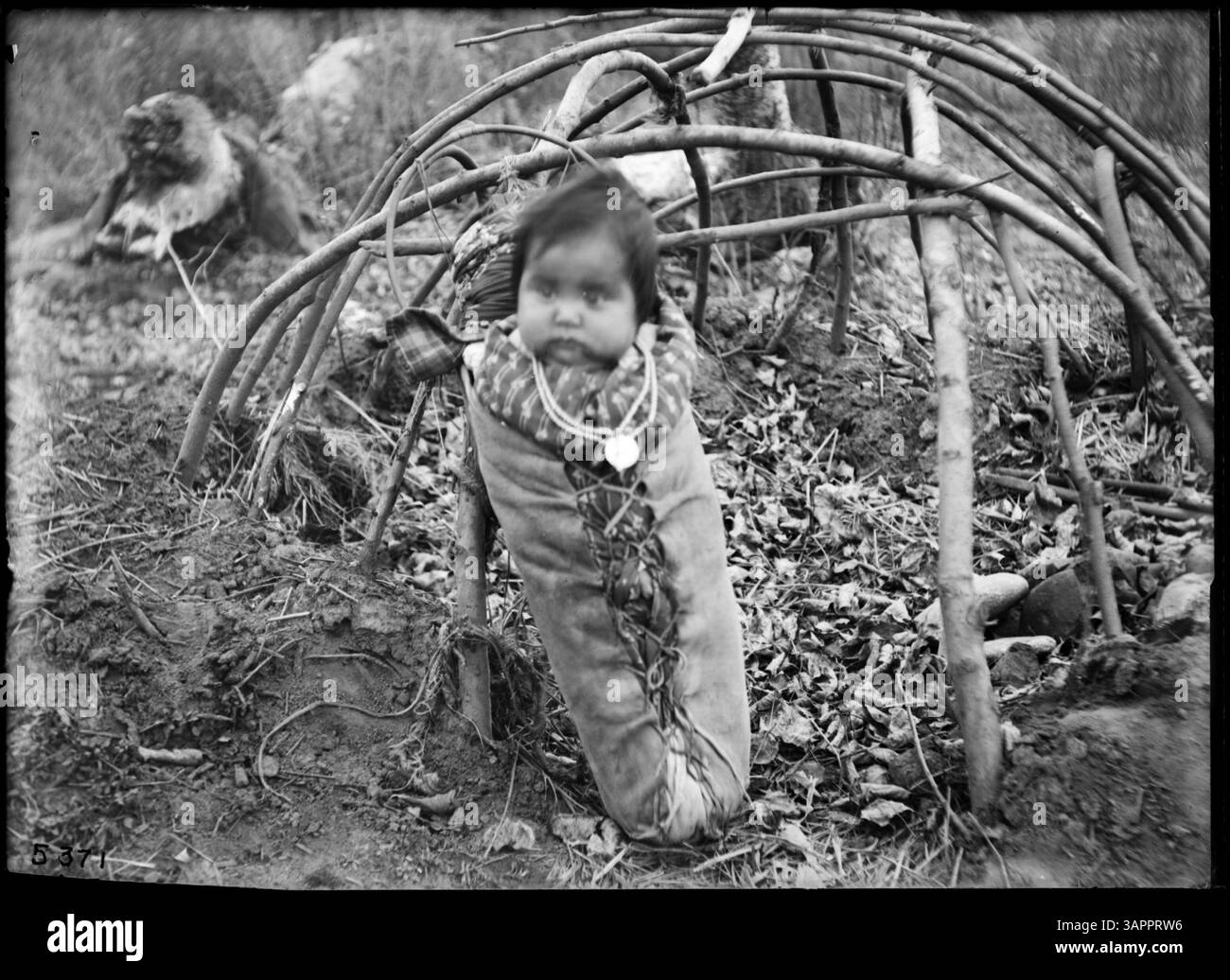 This photograph by Lee Moorhouse depicts tribal infants in cradles ...
