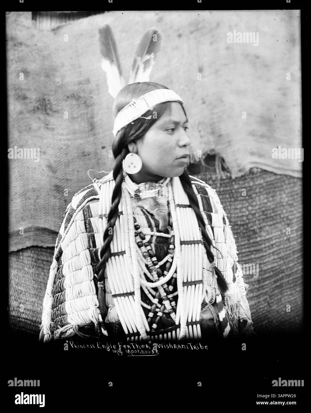 Eagle Feather, a Wishram tribal woman, is shown in traditional regalia ...