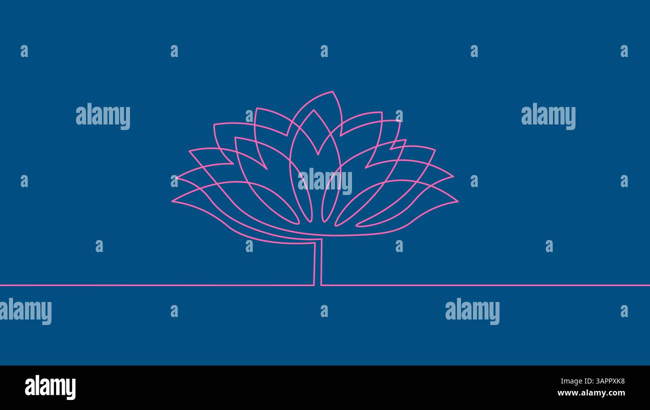 Lotus flower single line drawing. Petals layered minimal style ...