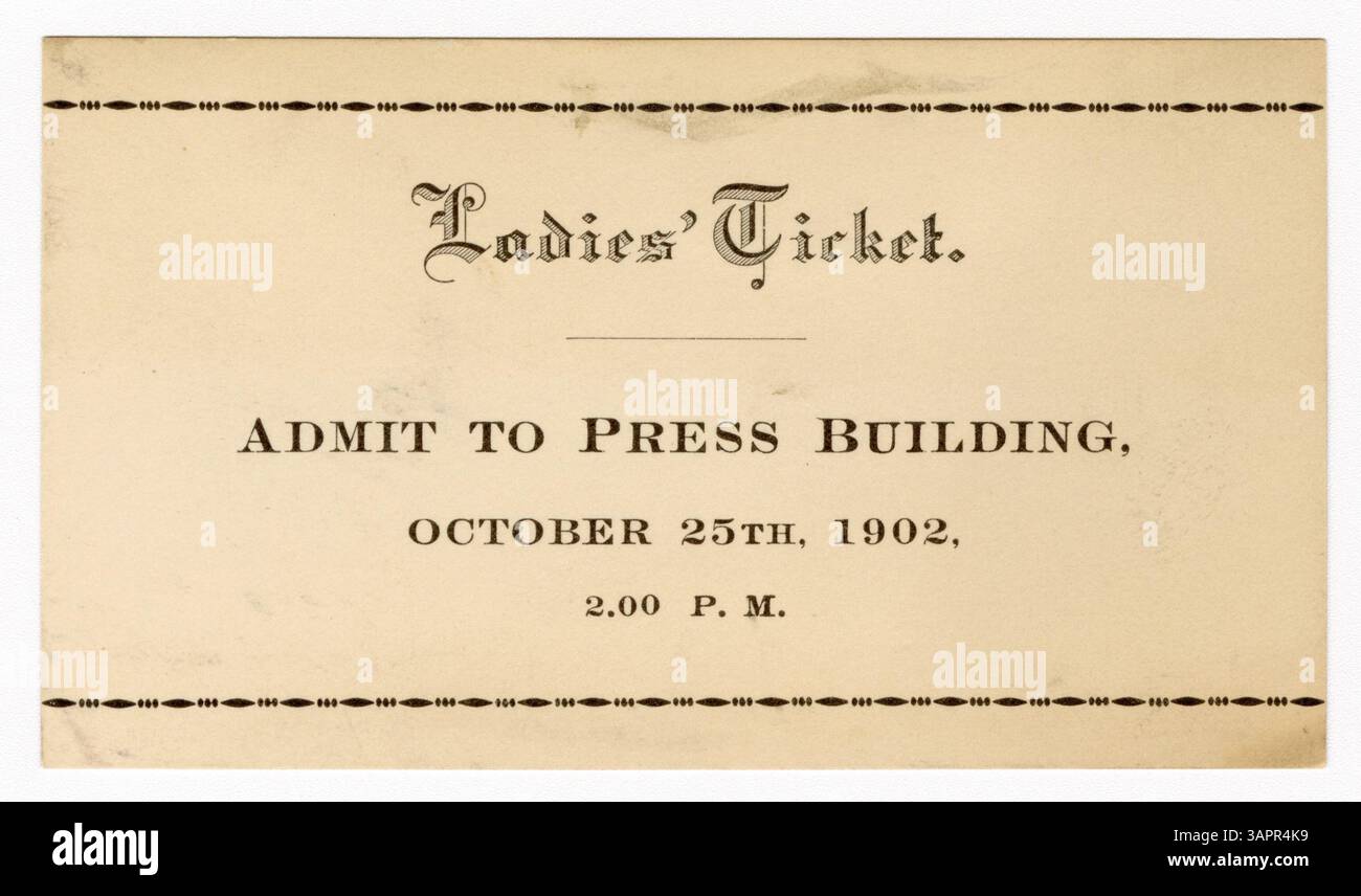 A ticket issued for women to enter the Press Building on October 25 ...