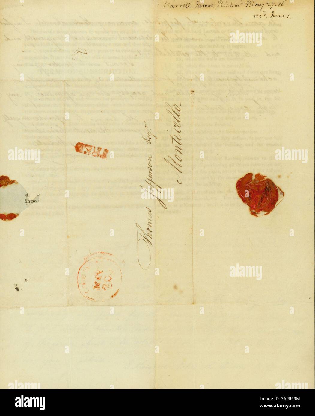 A letter from James Warrell to Thomas Jefferson, dated May 27, 1816 ...