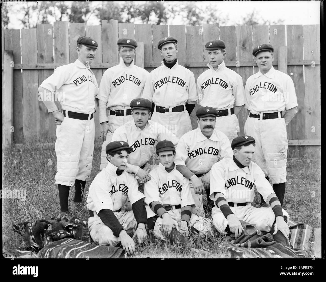 This photograph by Lee Moorhouse shows the Pendleton baseball team. The ...
