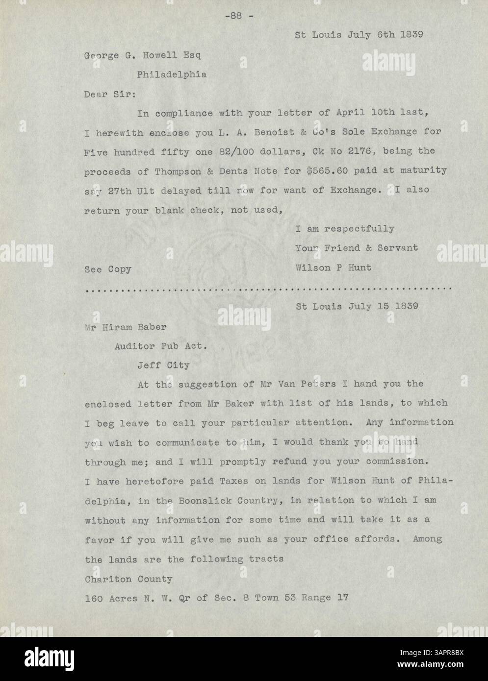 Wilson P. Hunt’s letter book from 1834 to 1842 contains typescripts of ...