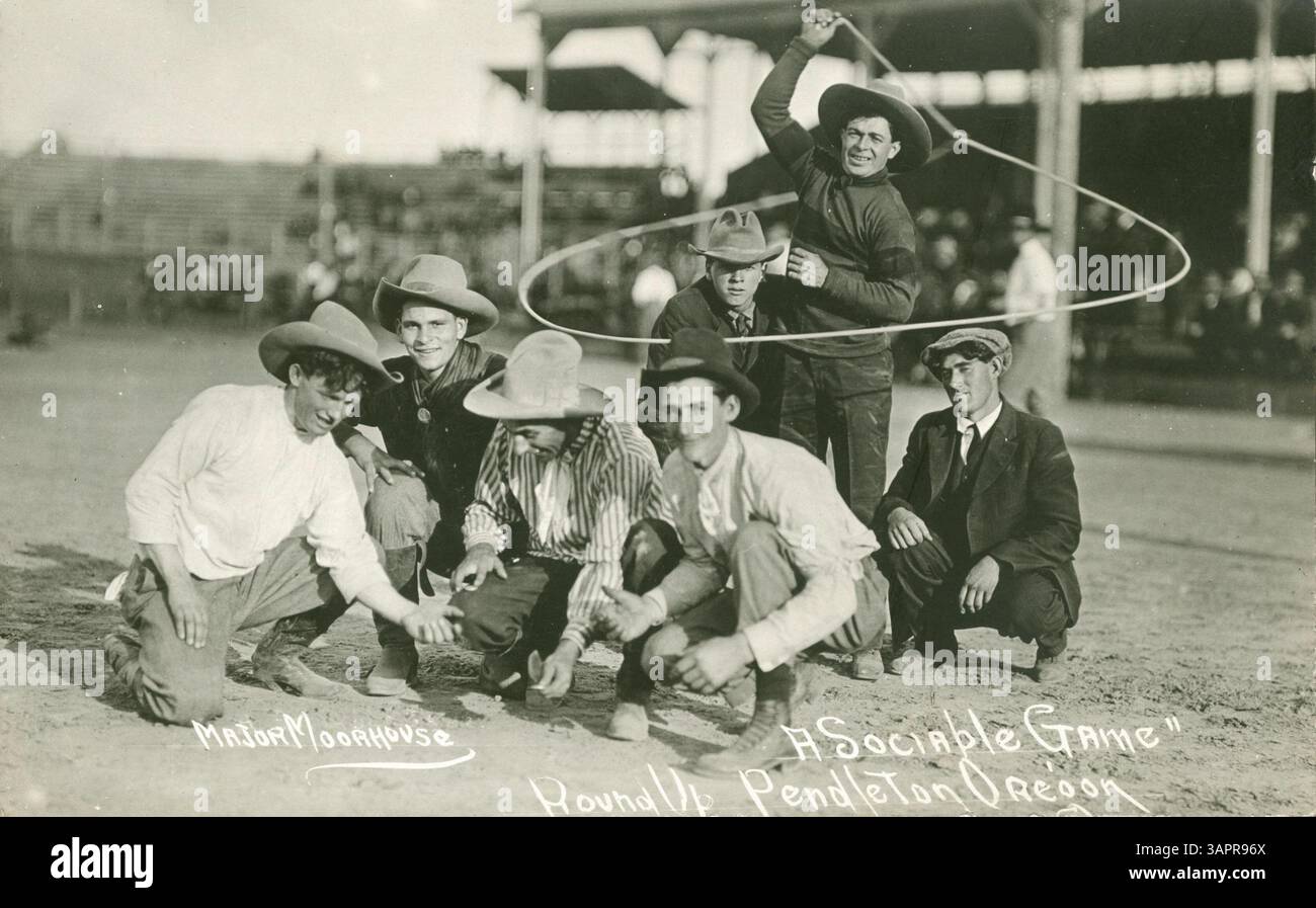 This photograph from the Pendleton Roundup shows a group of seven men ...
