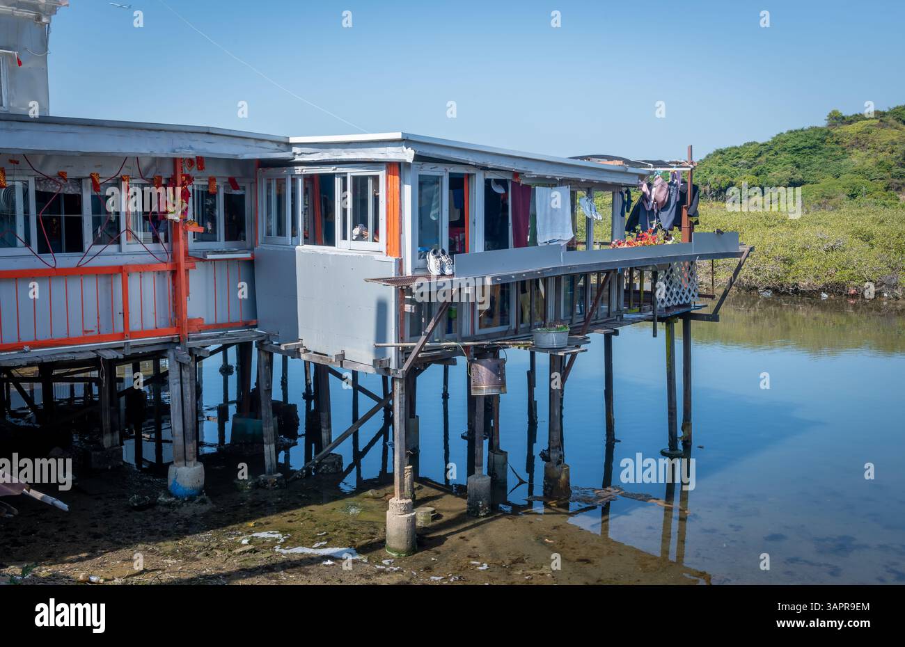 Hong Kong. China- 02.27.2025. Typical architecture in Tai O fishing ...