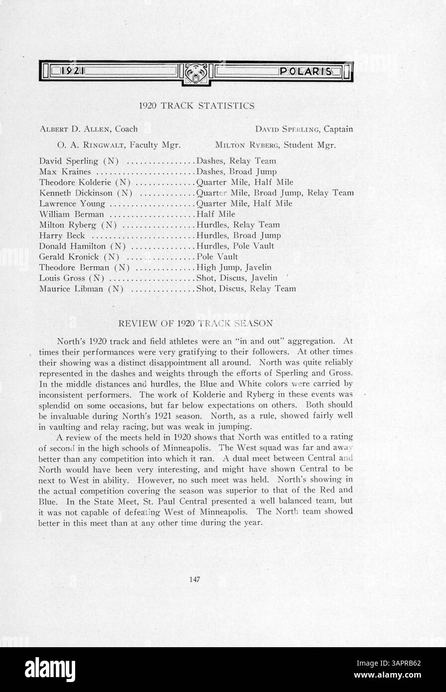 The 1921 Polaris Yearbook from North High provides a detailed look at the student body, faculty ...
