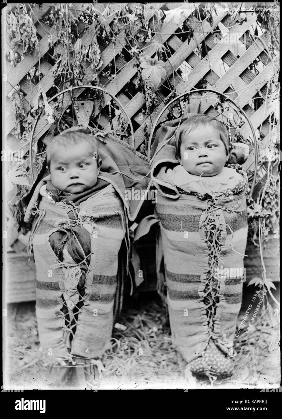Photograph by Lee Moorhouse showing twin members of the Cayuse Tribe ...
