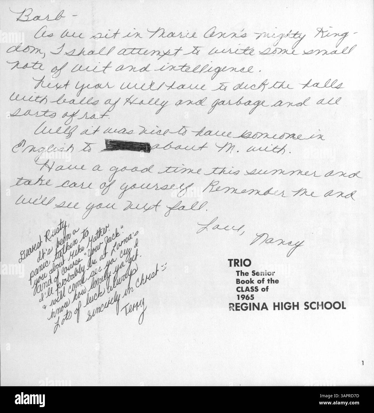 This 1965 yearbook from Regina High School captures the school year ...